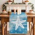 Blue Nautical Starfish Dining Table Runner, Coastal Modern Summer ...