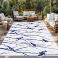 Blue Navy Branches Indoor Outdoor Rugs 5x7 Ft, Birds Abstracts Plant ...
