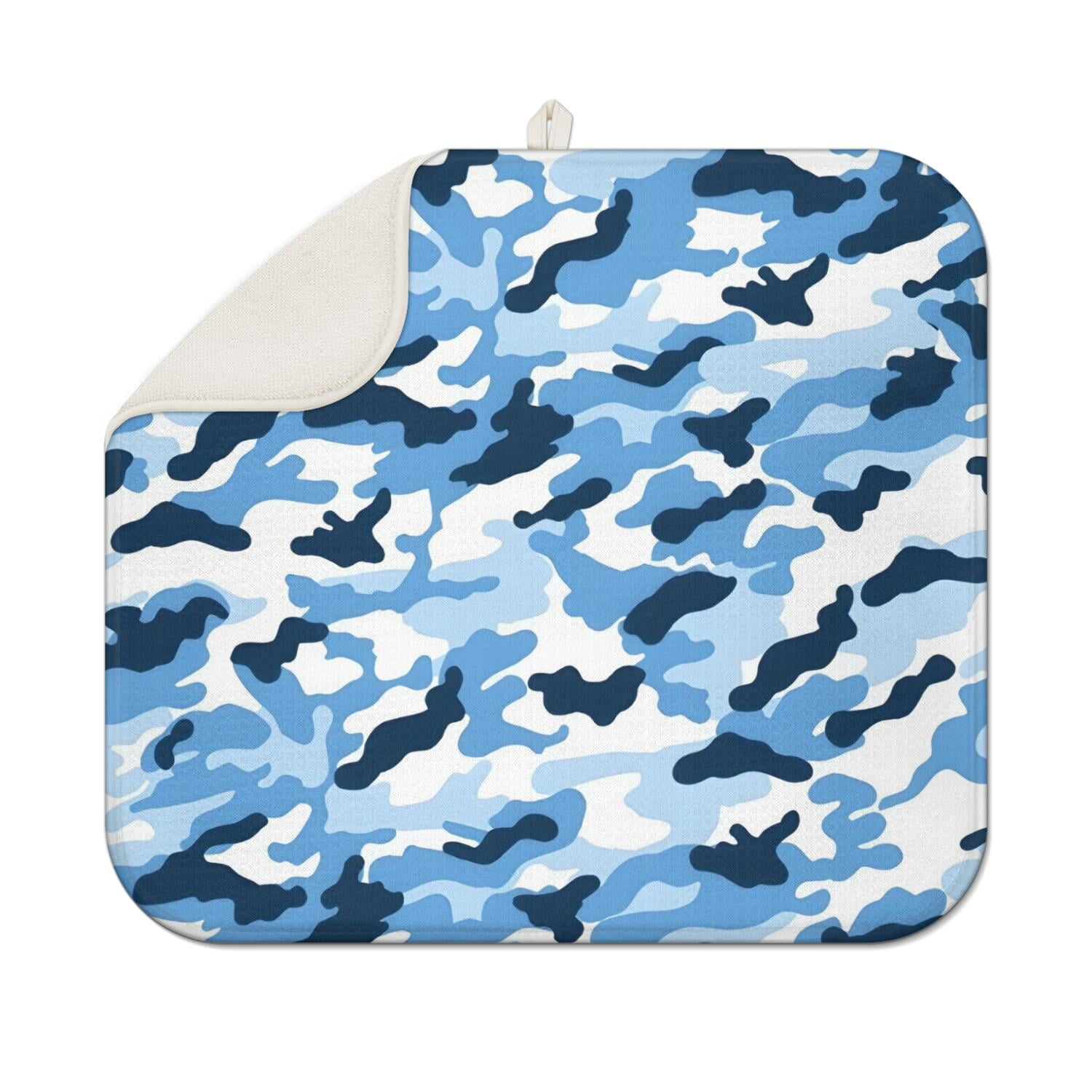 Blue Navy Camo Classic Shapes Pattern Dish Drying Mat for Kitchen 1 ...