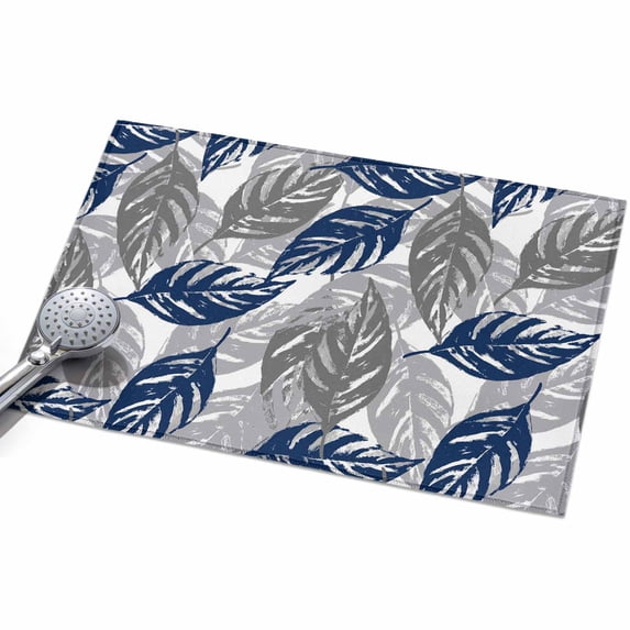 Blue Navy Gray Leaves 2x3ft Non Slip Area Rug Abstract Art Retro Leaf ...