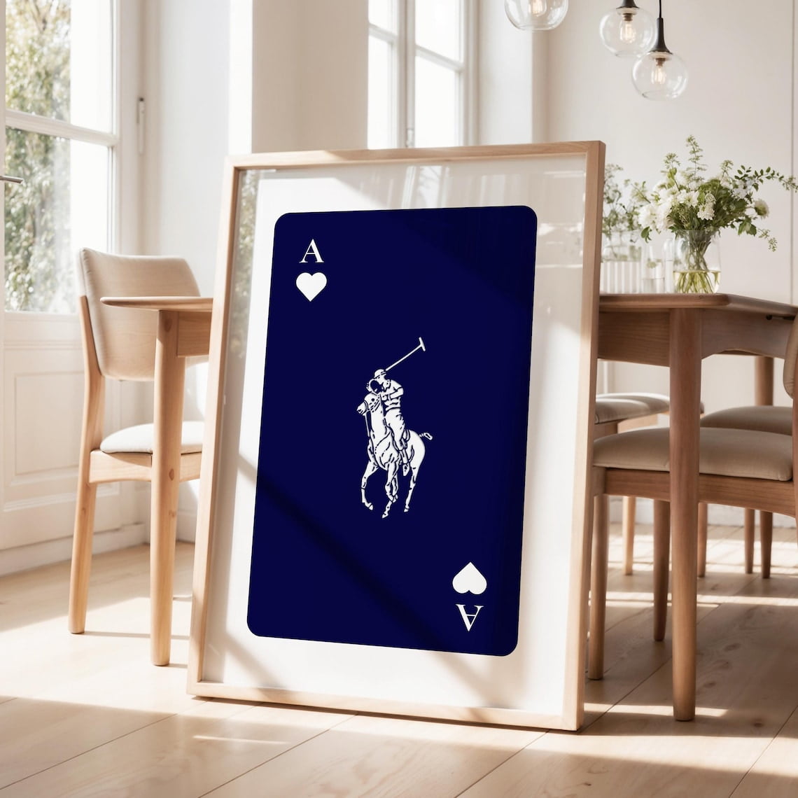 Blue Navy Luxury Polo Playing Card Old Money Wall Art Retro Yacht Club ...