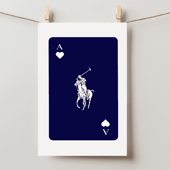 Blue Navy Luxury Polo Playing Card Yacht Club Art Unframed Paper Poster ...