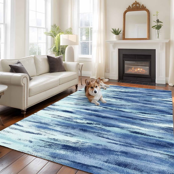 Blue Navy Nostalgia Pencil Touches Area Rugs 5x7 ft Gradient Lines ...