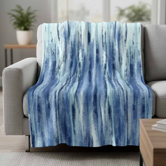 Blue Navy Nostalgia Pencil Touches Fleece Throw Blanket Gradient Lines ...
