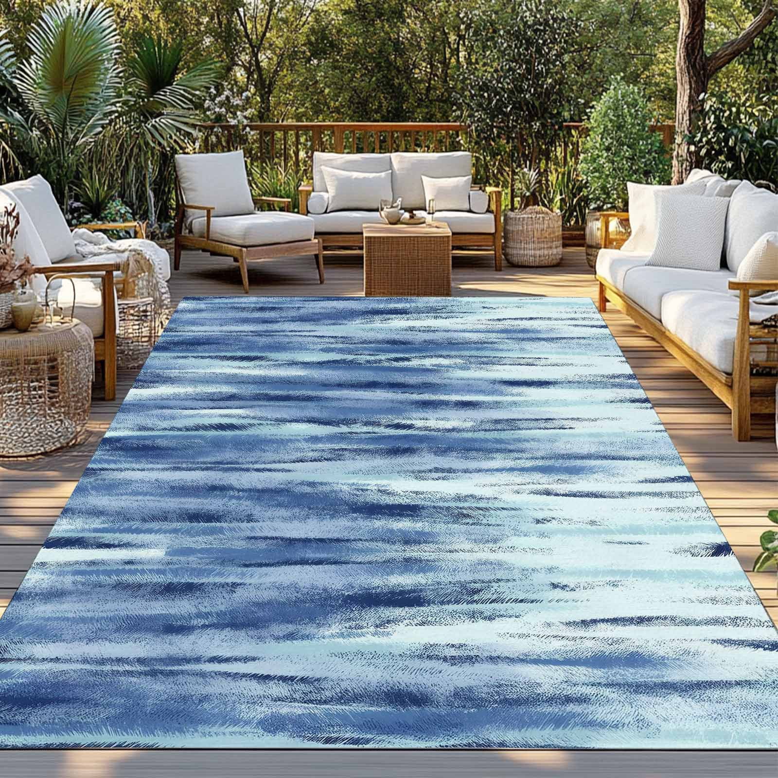Blue Navy Nostalgia Pencil Touches Indoor Outdoor Rugs 3x5 Ft, Gradient ...