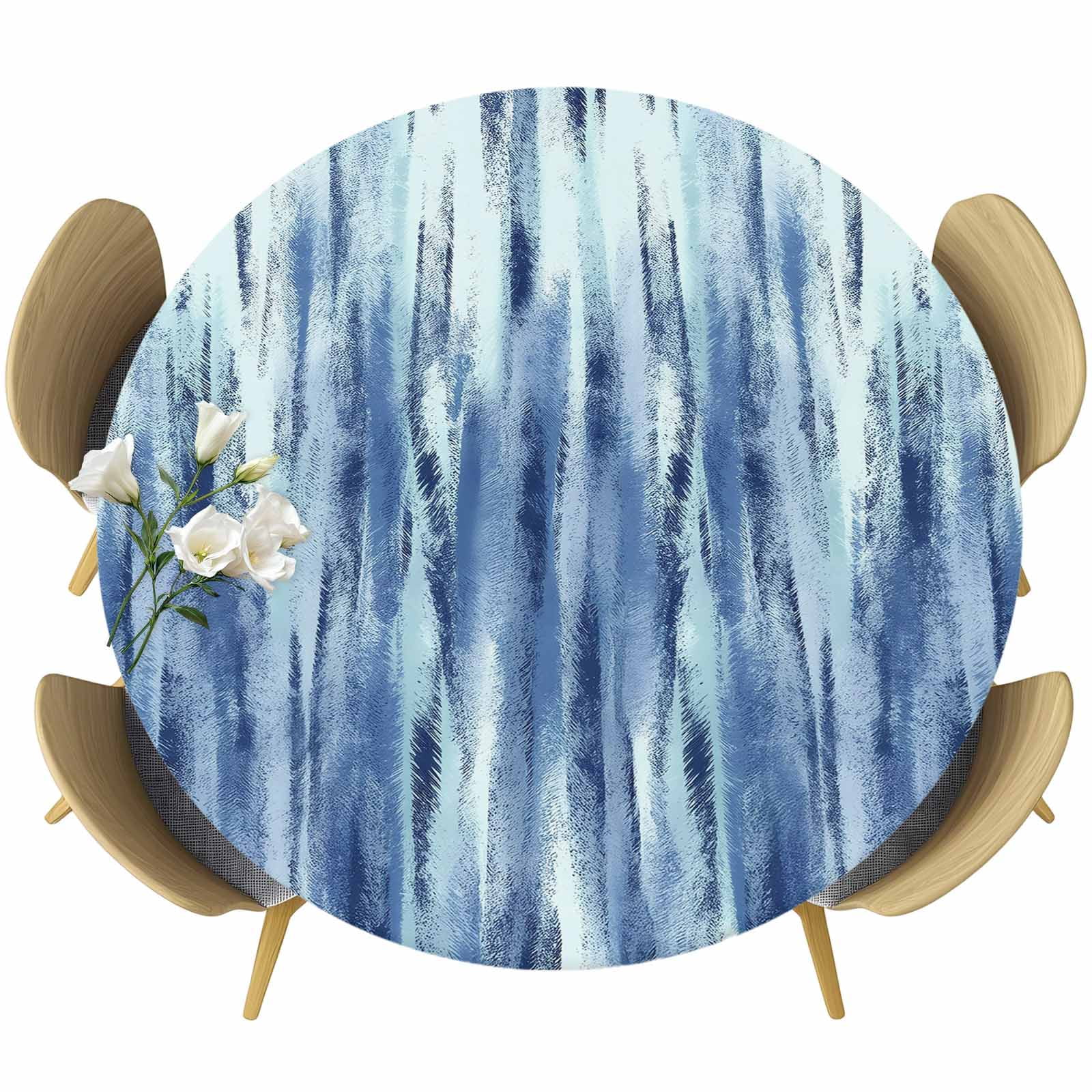 Blue Navy Nostalgia Pencil Touches Round Fitted Tablecloth with Elastic ...
