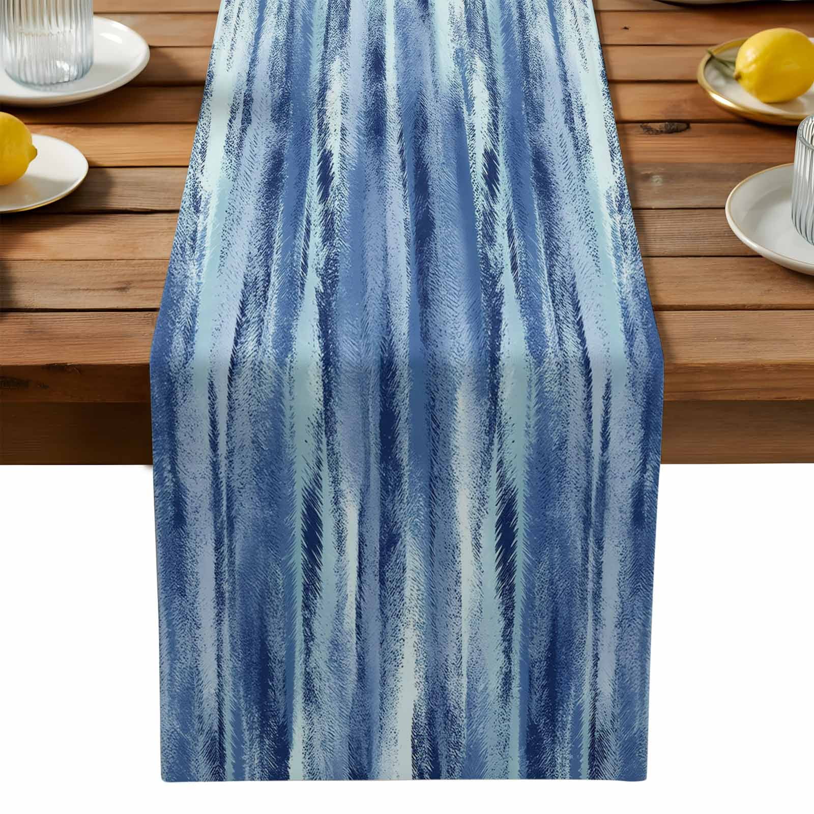 Blue Navy Nostalgia Pencil Touches Table Runner, Gradient Lines Overlay ...