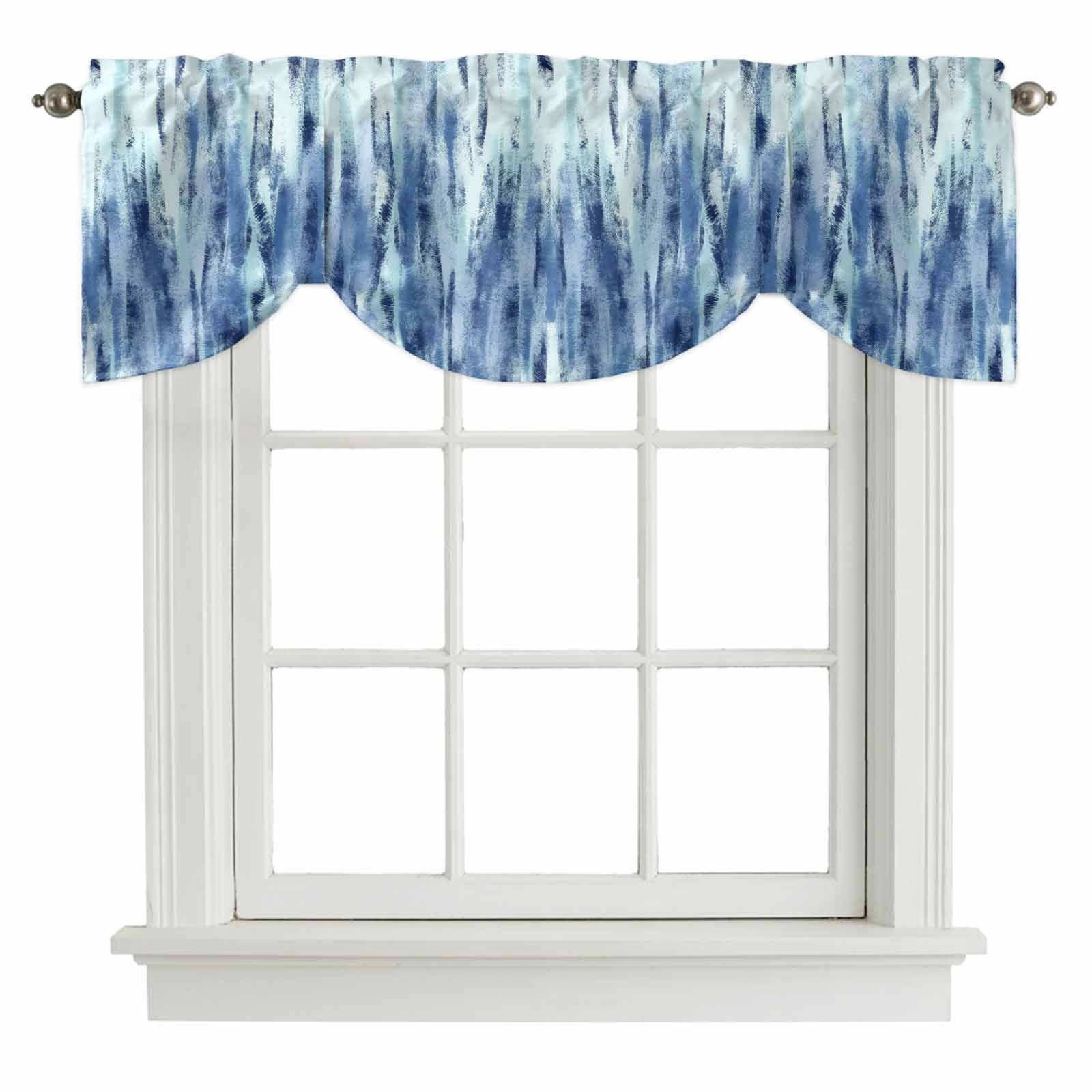 Blue Navy Nostalgia Pencil Touches Tie Up Valance Curtains Gradient ...