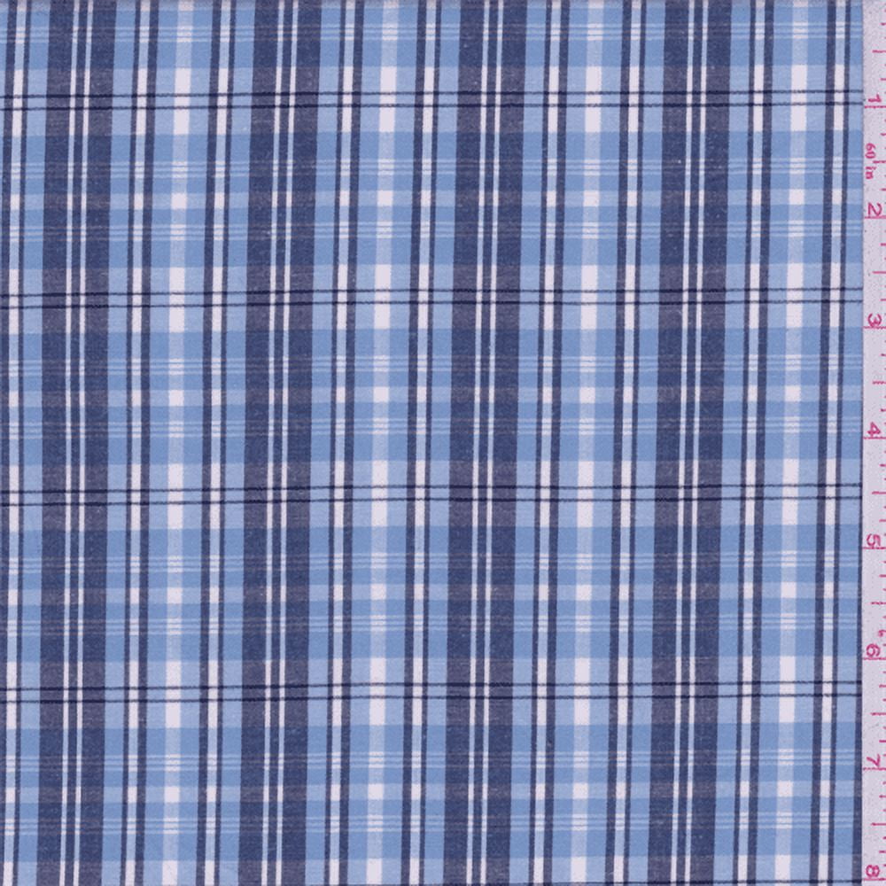Blue/Navy Plaid Stretch Shirting, Fabric Sold By the Yard - Walmart.com
