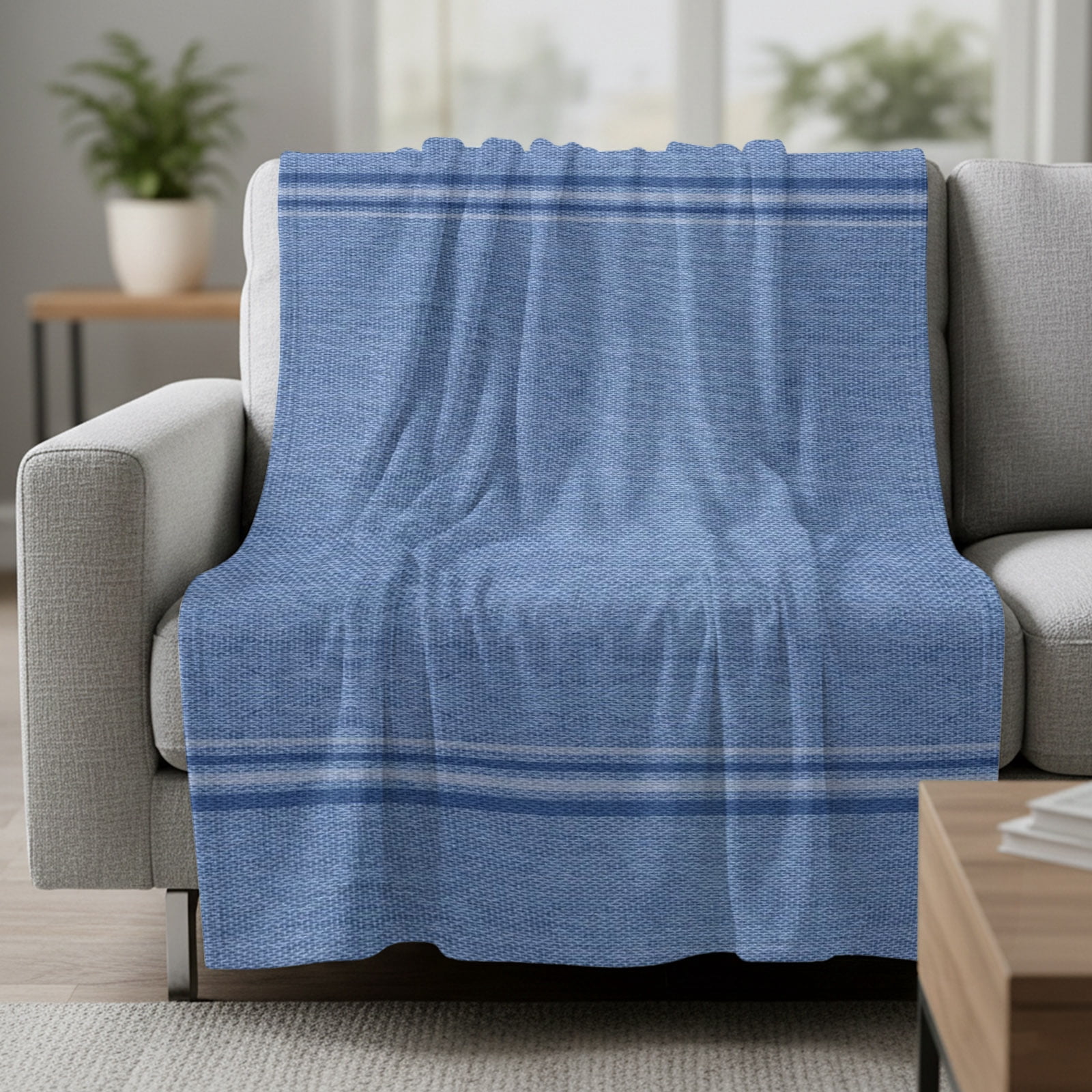 Blue Navy Striped Fleece Throw Blanket Fabric Texture Ocean Vintage ...