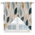 Blue Navy White Leaves Swag Curtain Valance for Window 2 Panels Branch ...