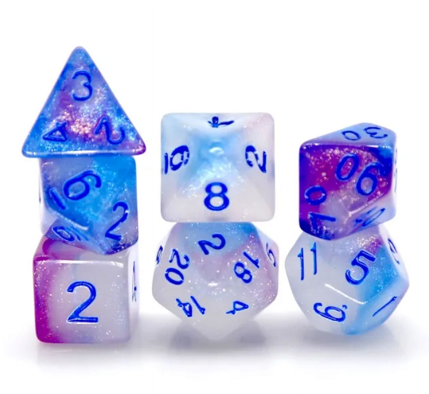 Blue Nebula Glow in the Dark DnD Dice Set | Dungeons and Dragons | 7 ...