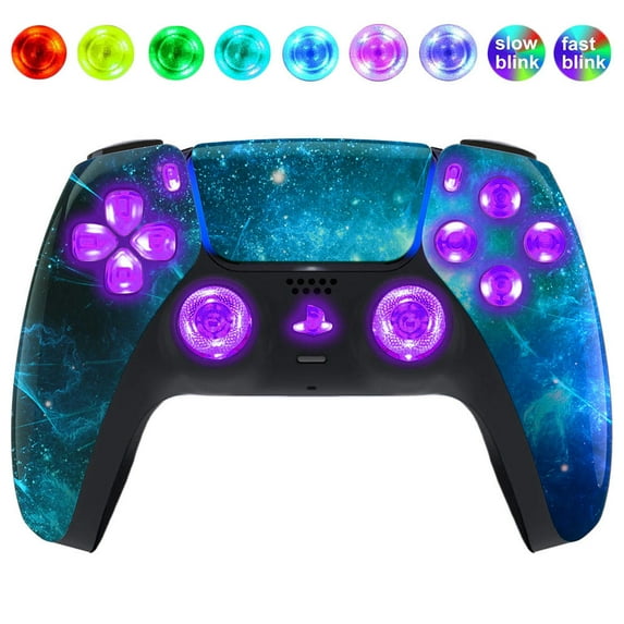 Blue Nebula Silent Modz LED Light Up Buttons Wireless Custom Controller ...