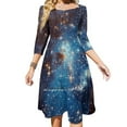 Blue Nebula Stars Space Evening Party Dresses Midi Sexy Dress Female ...