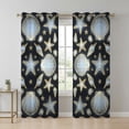 Blue Neon Coastal Sheer Curtains 96 Inch Long 2 Panels, Seashell ...