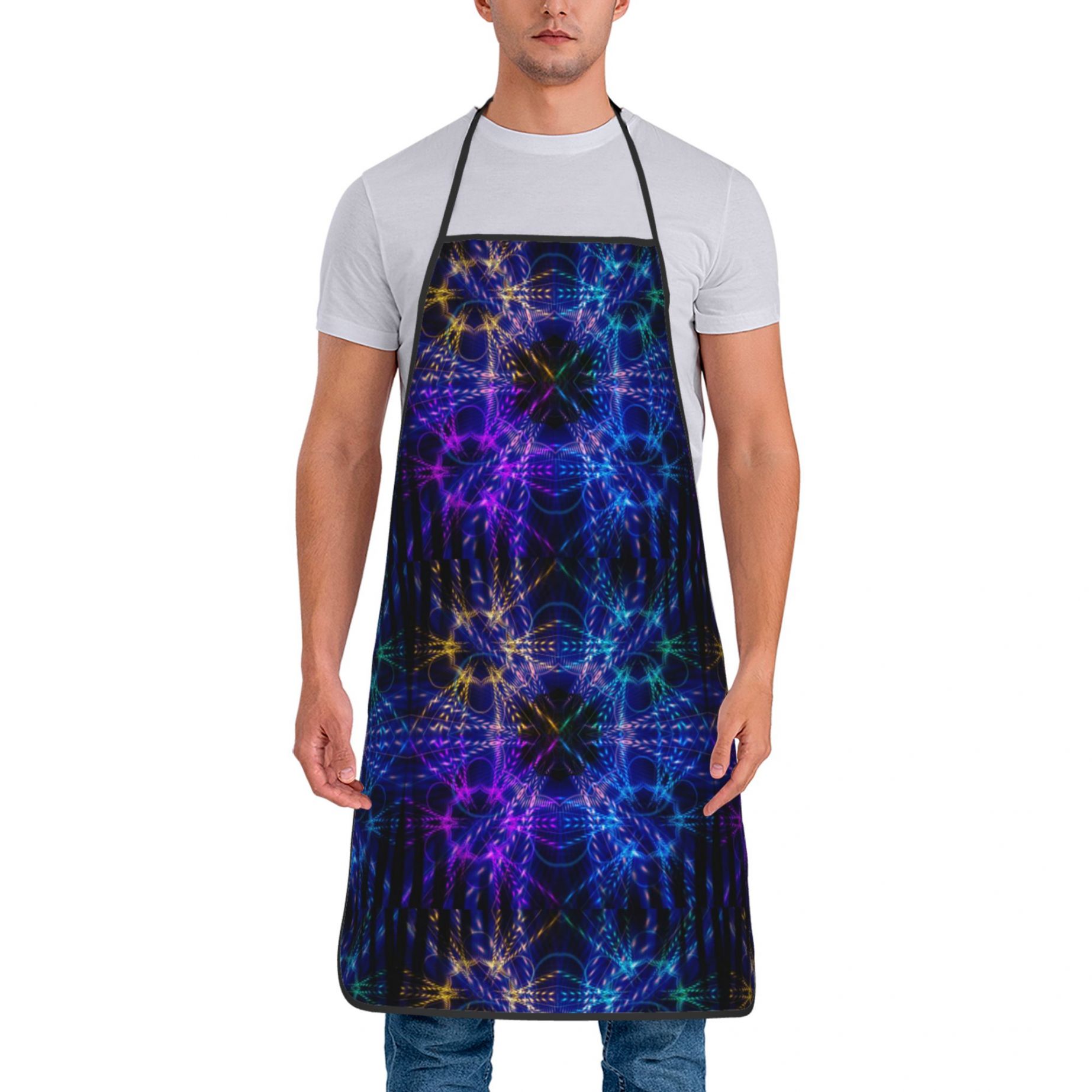 Blue Neon Light Wallpaper (17) Aprons for Women Men Waterproof Apron ...