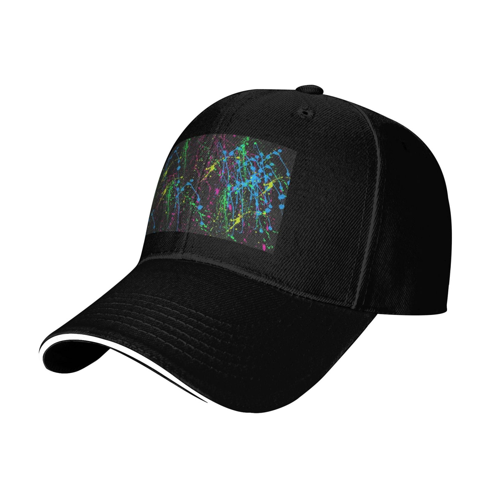Blue Neon Paint Splatter aseball Cap Adjustable Sandwich Hat for Men ...
