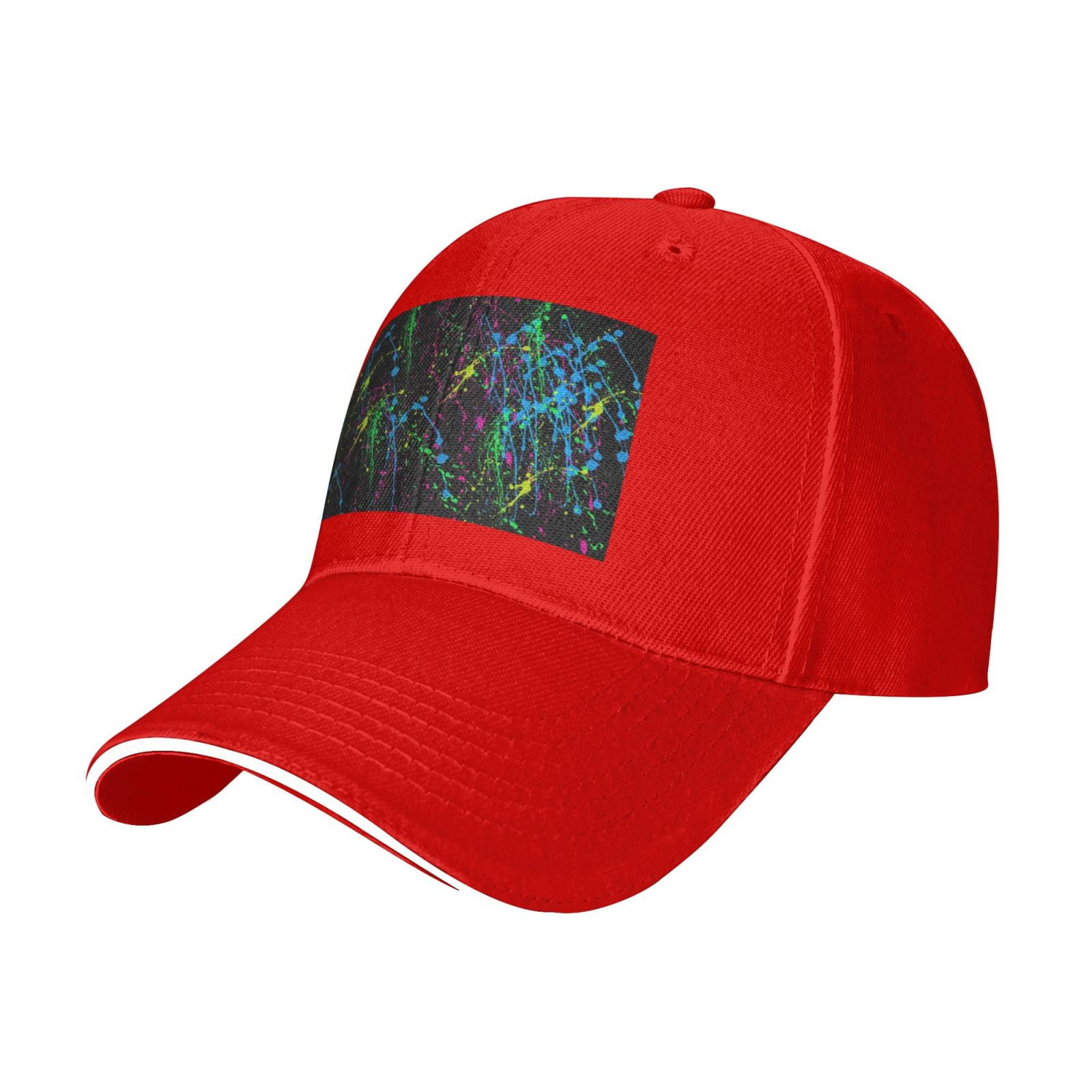 Blue Neon Paint Splatter aseball Cap Adjustable Sandwich Hat for Men ...