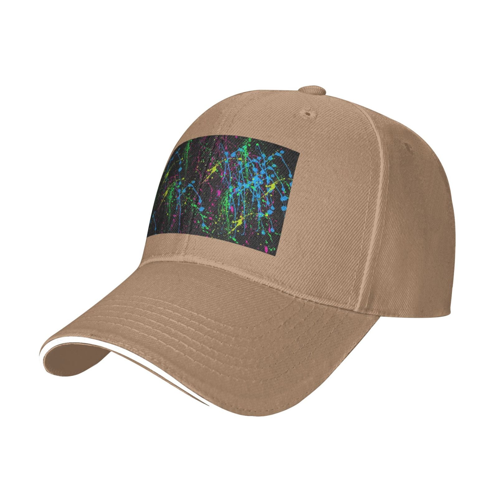 Blue Neon Paint Splatter aseball Cap Adjustable Sandwich Hat for Men ...