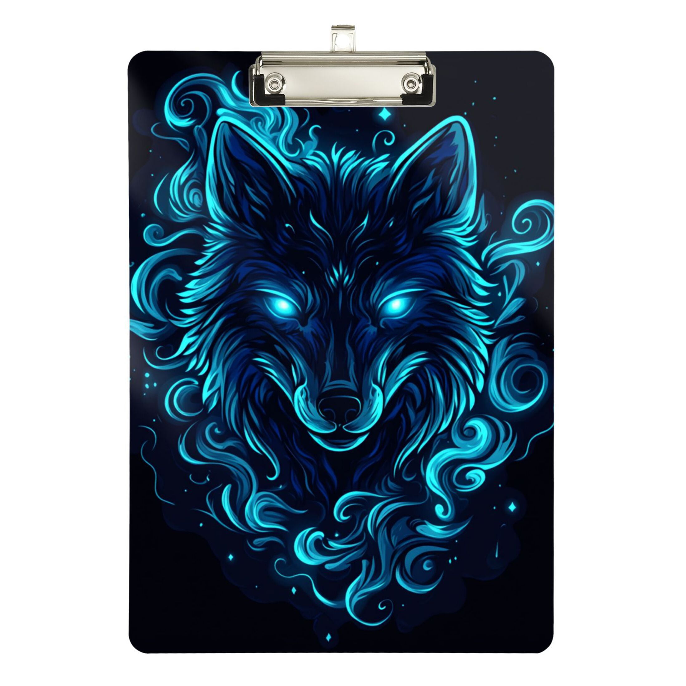 Blue Neon Wolf Face Acrylic Clipboard Drawing Board Clipboard with Hook ...