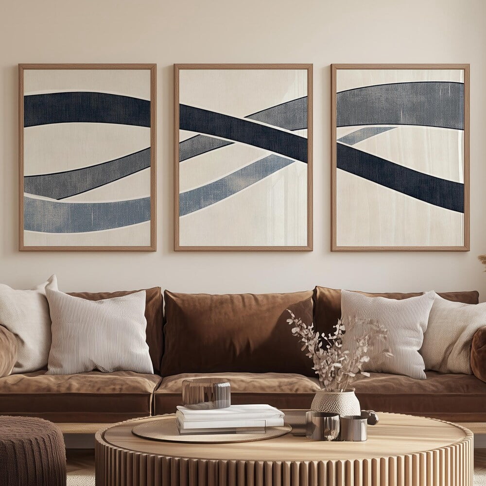 Blue Neutral Abstract Light Academia Vintage Decor Wall Art Home Decor ...