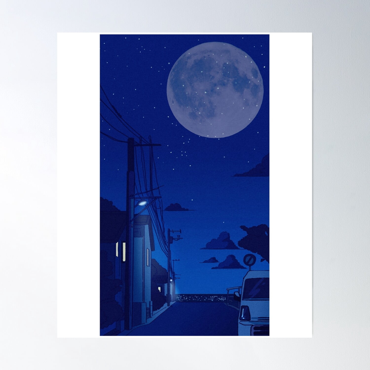 Blue Night Atmosphere Poster Wall Art, Modern Wall Decor, 24x36 ...