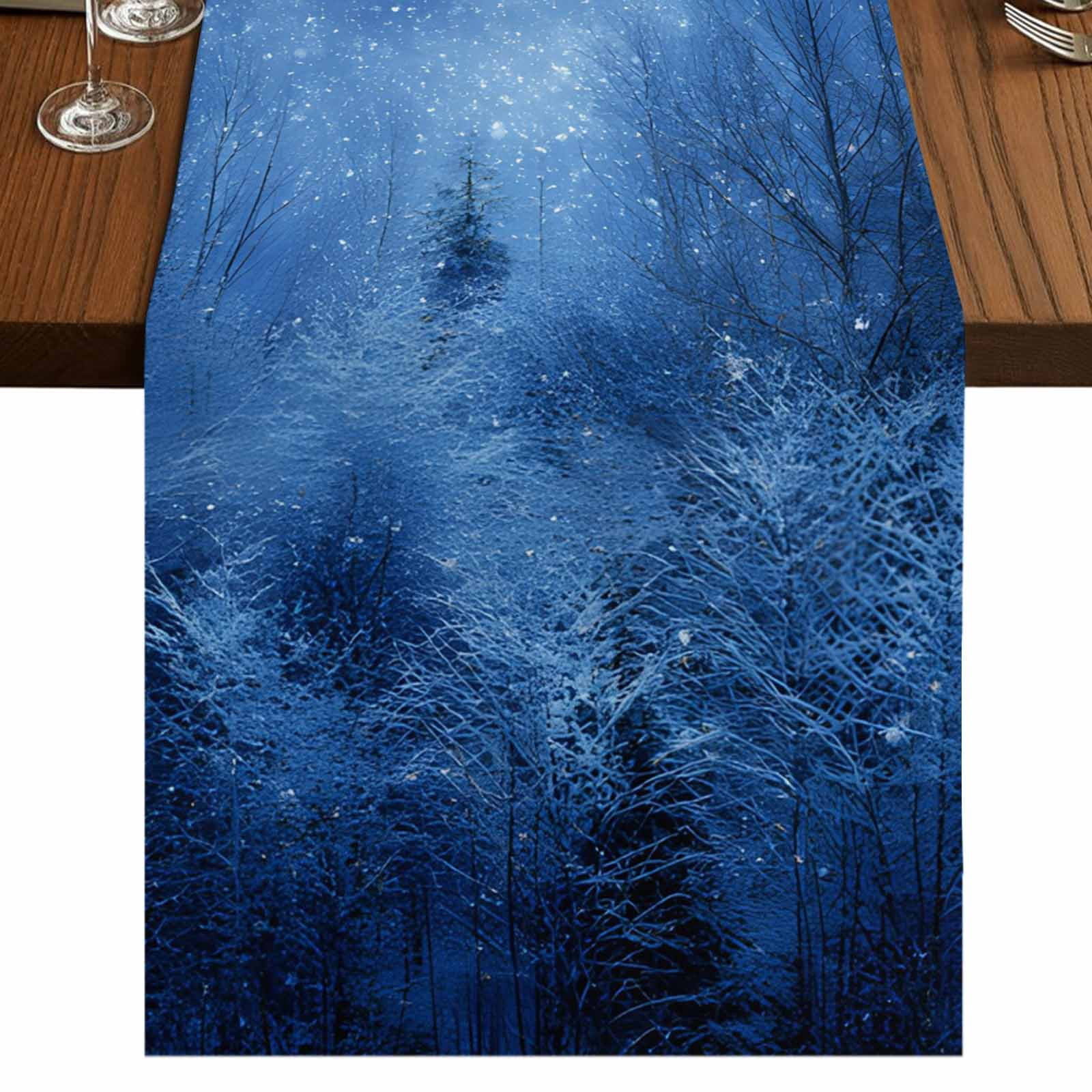 Blue Night Landscapes Burlap Cotton Table Runner 13x70 Inches Long ...