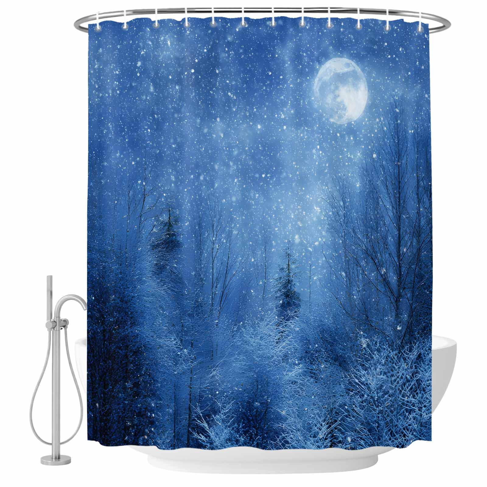 Blue Night Landscapes Shower Curtain Set - Long 72" x 84" Washable ...