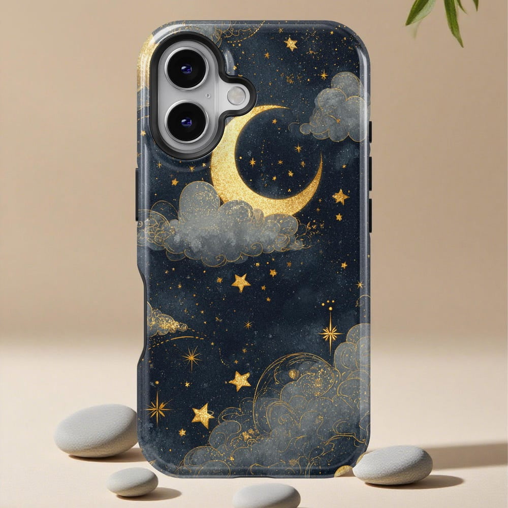 Blue Night Moon Starry Sky Universal Phone Case for iPhone 11–17 Pro ...