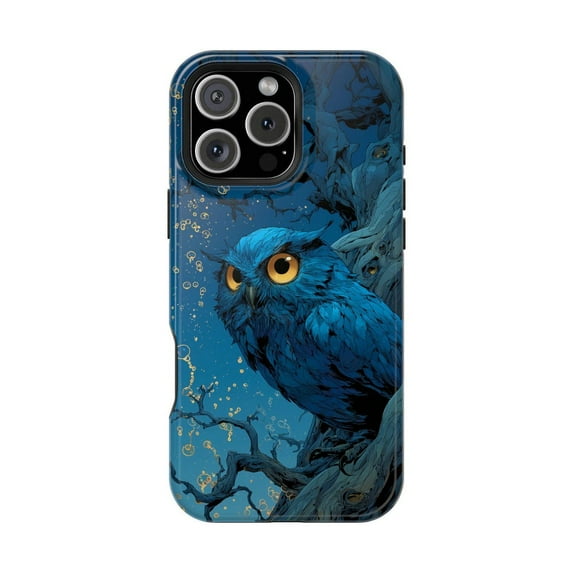 Blue Night Owl Twisted Tree Branch Moon Wildlife Art Phone Case for ...