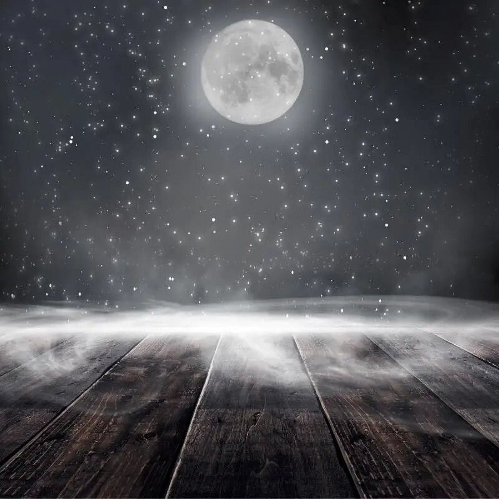 Blue Night Shiny Starry Sky Baby Birthday Photography Background Moon ...