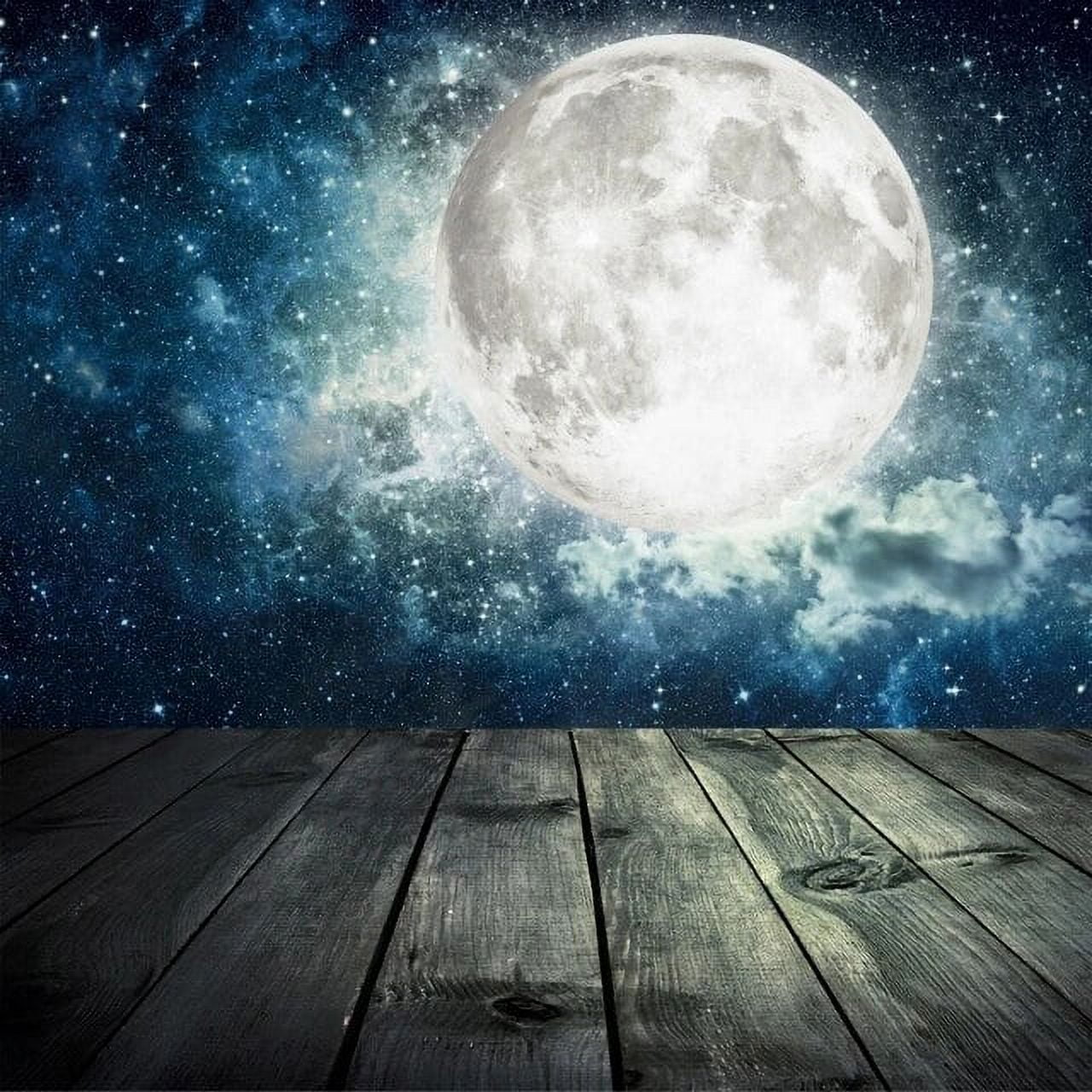 Blue Night Shiny Starry Sky Baby Birthday Photography Background Moon ...