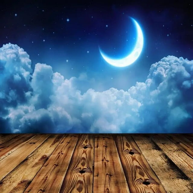 Blue Night Shiny Starry Sky Baby Birthday Photography Background Moon ...