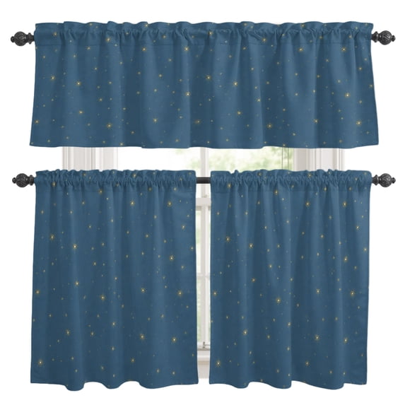 Blue Night Sky Kitchen Curtains and Valances Set, Country Coastal ...
