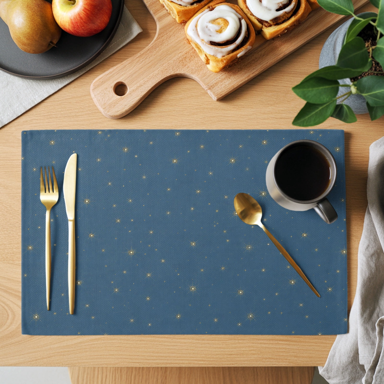 Blue Night Sky Placemats Set of 2, Country Coastal Nautical Minimalist ...