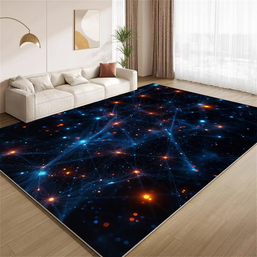 Blue Night Sky Rug 5x7 Area Rugs Blue Black Outer Space Rugs Non Slip ...