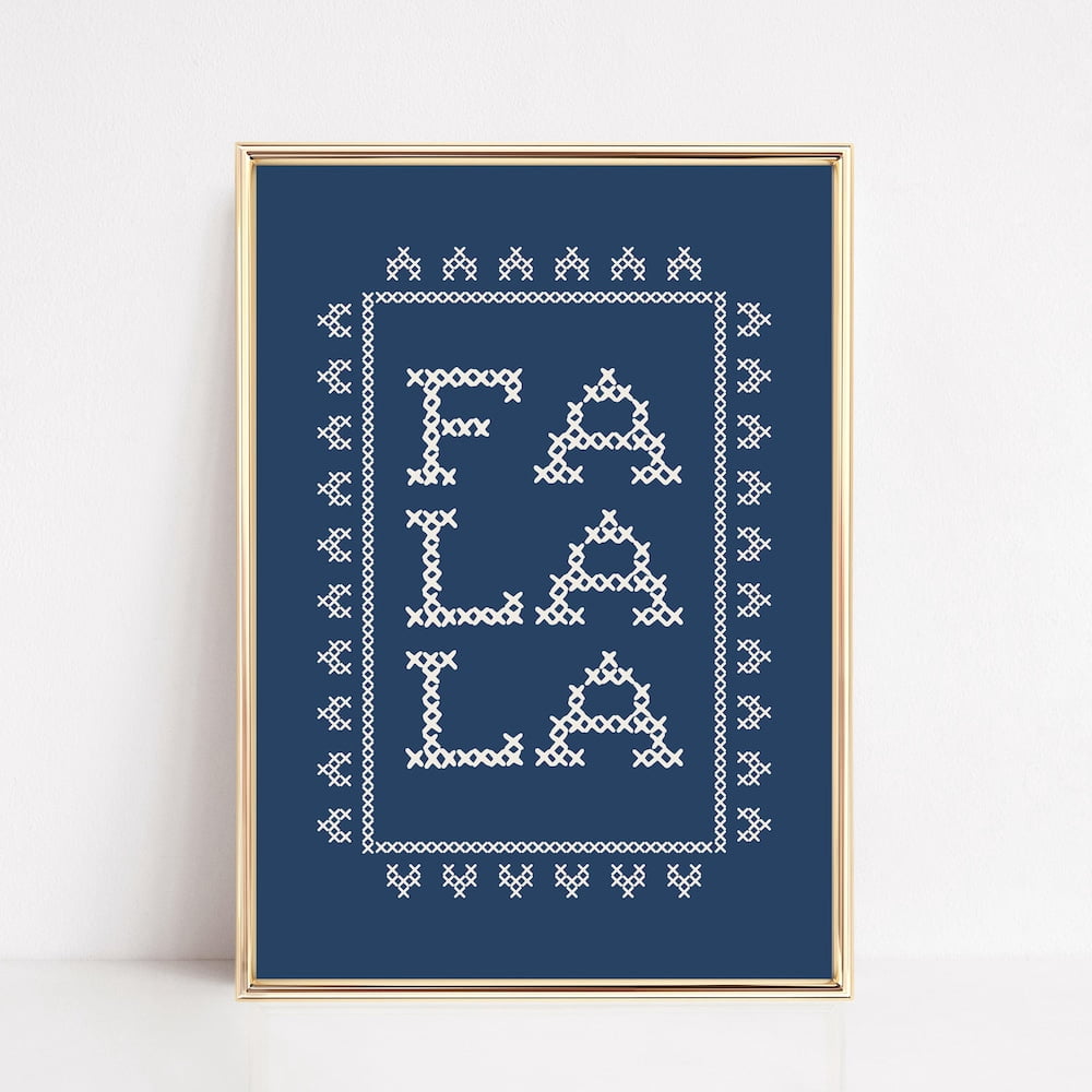 Blue Noel Decor, Kitschy Noel Wall Art, Fa La La Print, Noel Print ...
