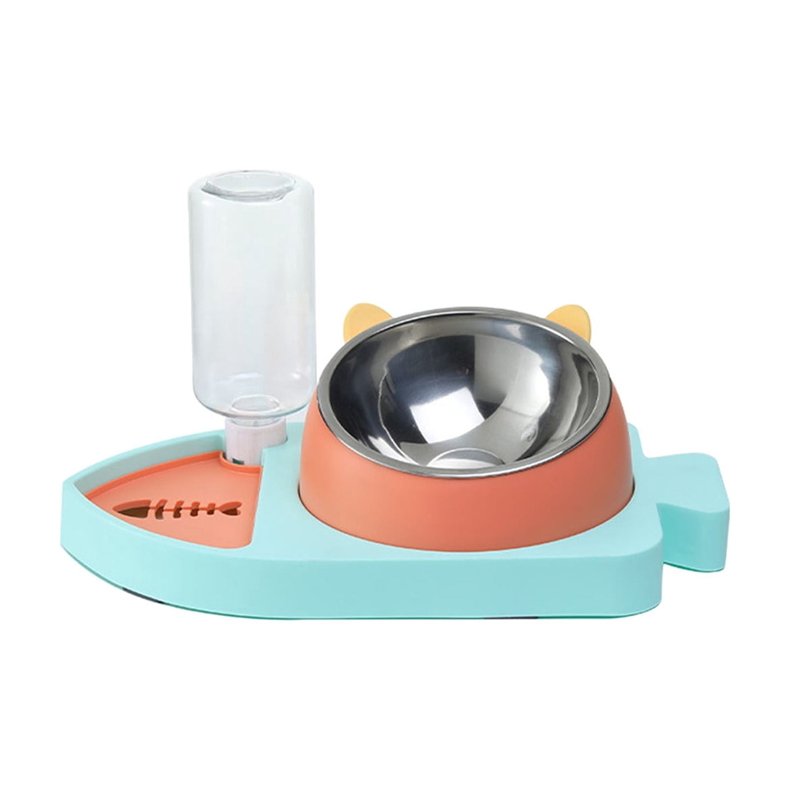 Blue Non-Slide Base 2 In 1 Pet Feeder For Cats Raised With Stainless ...