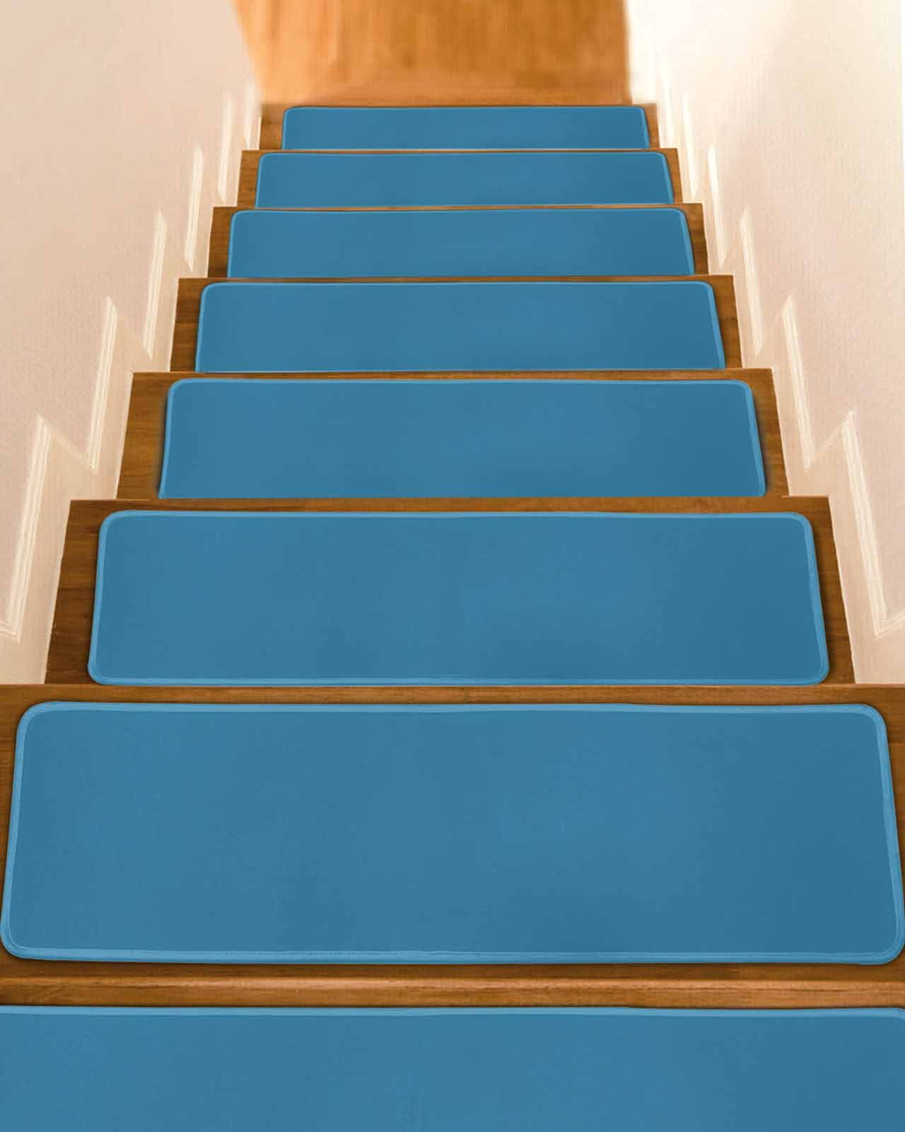 Blue Non-Slip Stair Treads for Wooden Steps, 4 Pack-8x30in Carpet Stair ...