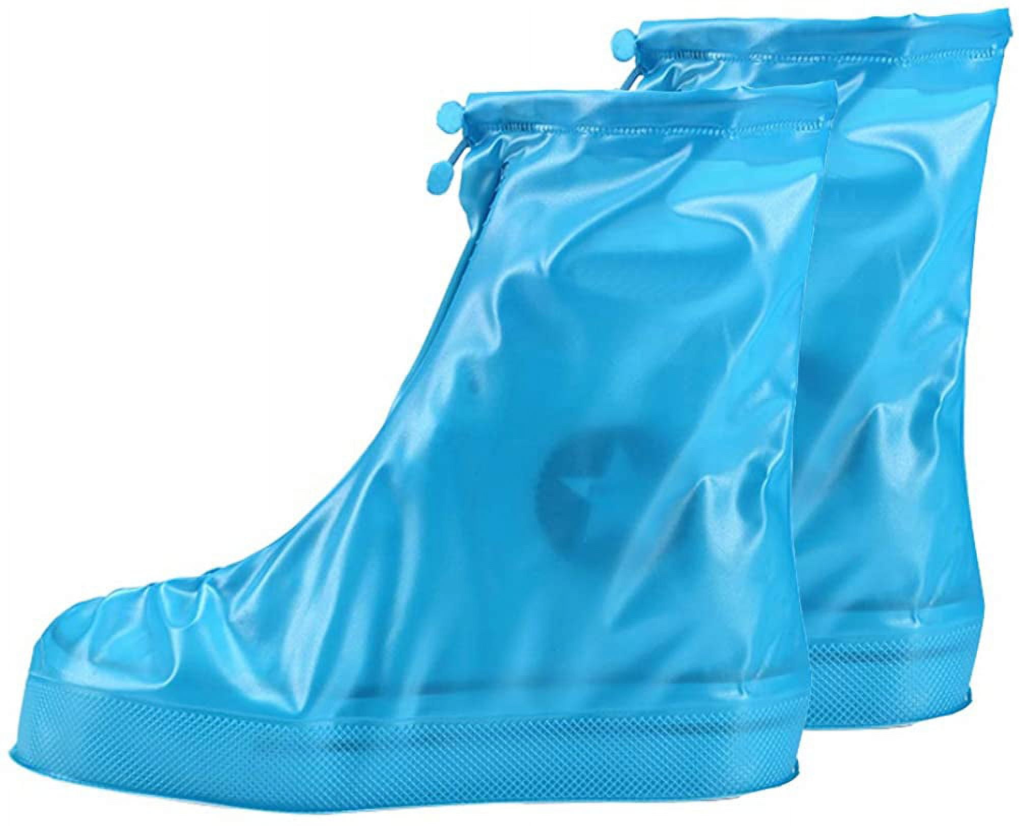 Blue Non-Slip Waterproof Overshoes for Adults & Kids, Foldable Galoshes ...