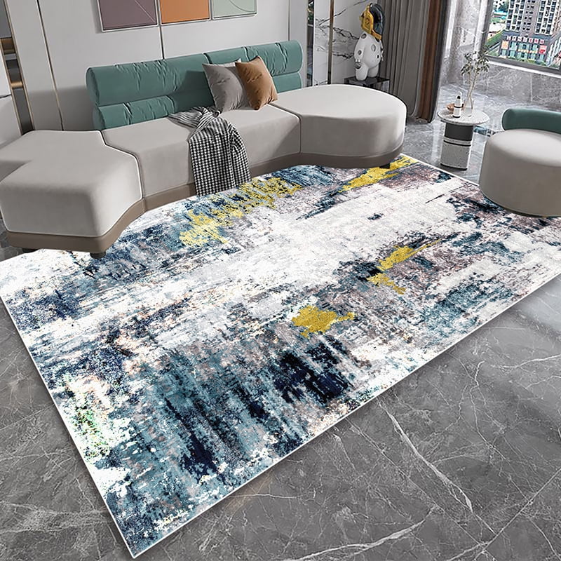 Blue Nordic Carpet Living Room Home Room ration Soft Plush Non-slip ...