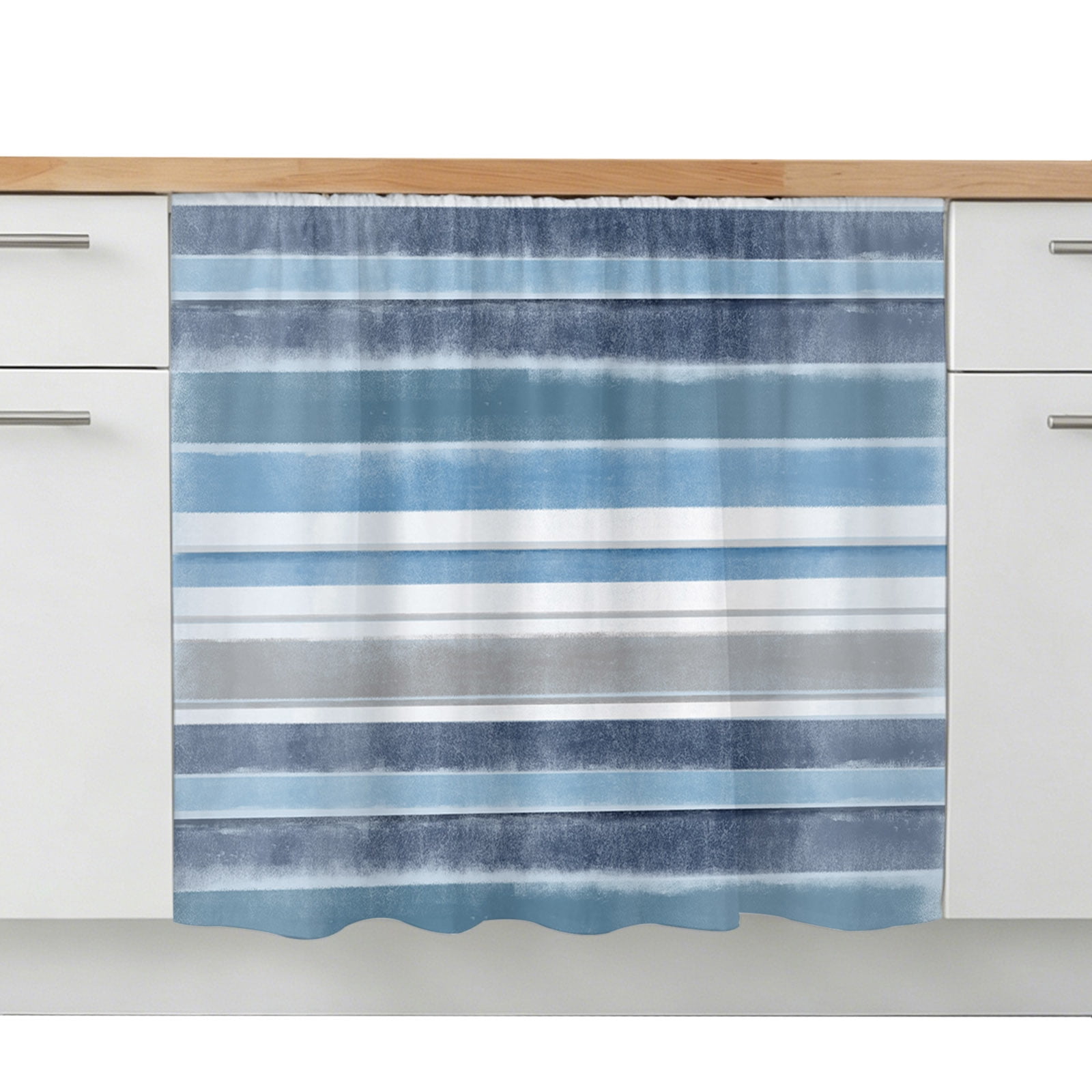Blue Nordic Style Stripes Sink Skirt 10"W x 11"L, Dustproof Under Sink ...