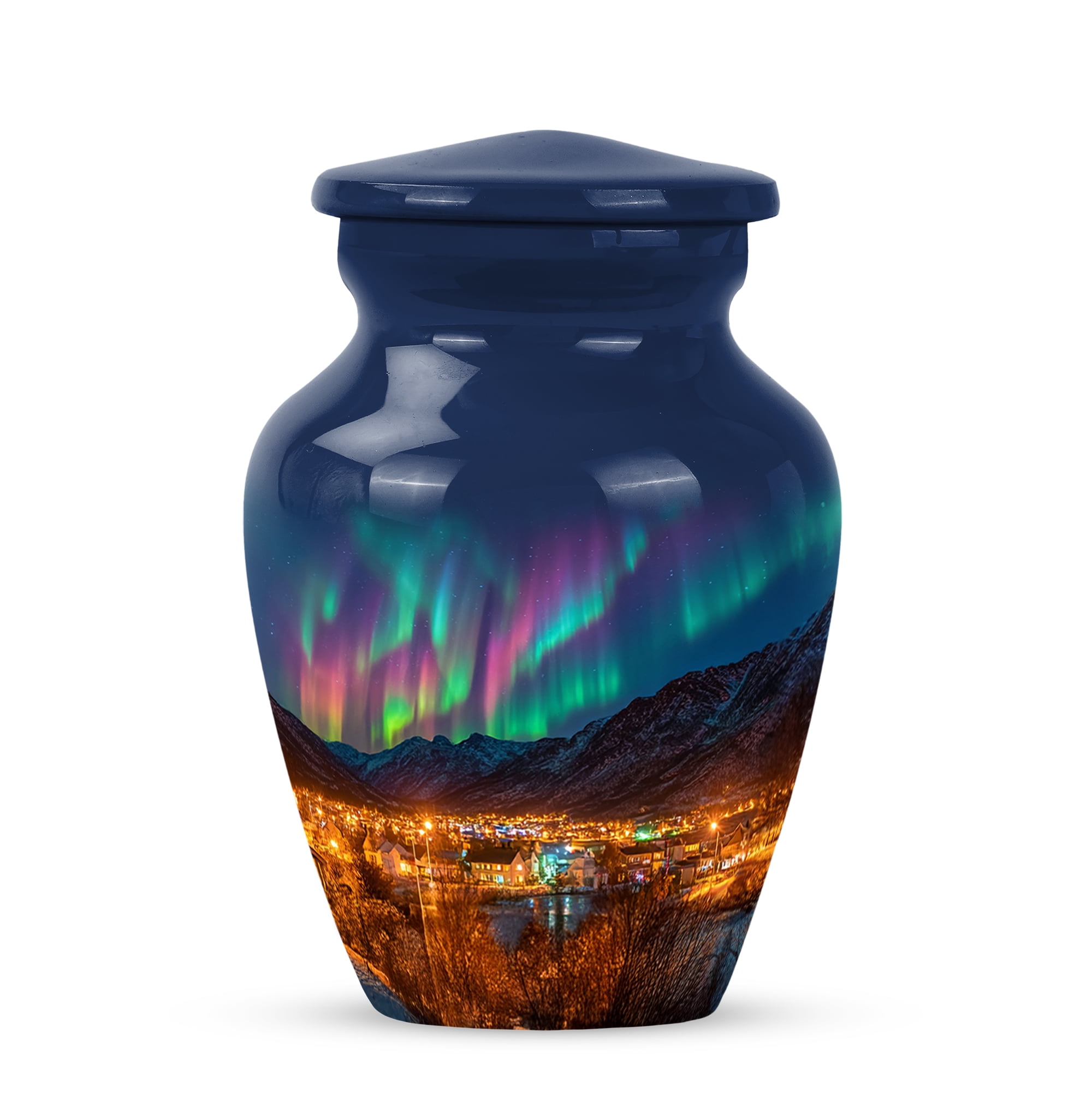 Blue Northern Lights Classic Urn, Unique Cremation Urn for Human Ashes ...