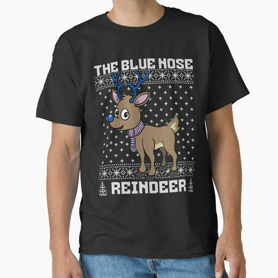 Blue Nose Reindeer Funny Football Fan Ugly Christmas Sweater Unisex T ...