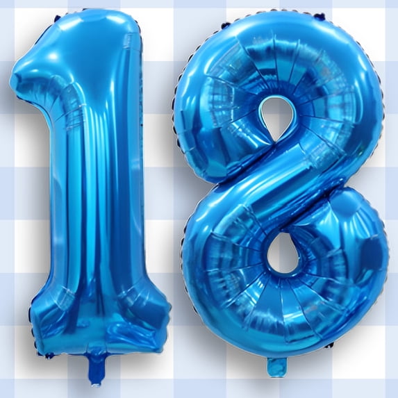 Blue Number 18 Balloon 40" - Mylar Foil Helium or Air Inflatable ...