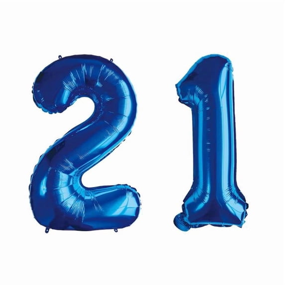 Blue Number 21 Foil Balloons Set for 21st Birthday Party Decorations ...