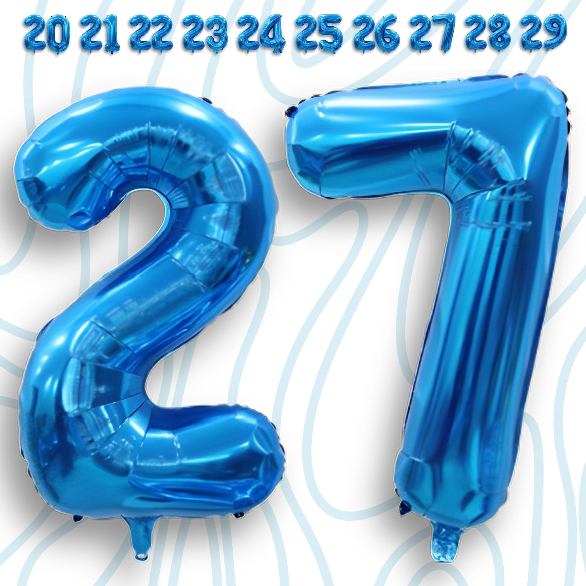 Blue Number 27 Mylar Foil Balloon 40 inch - Helium/Air Filled Metallic ...