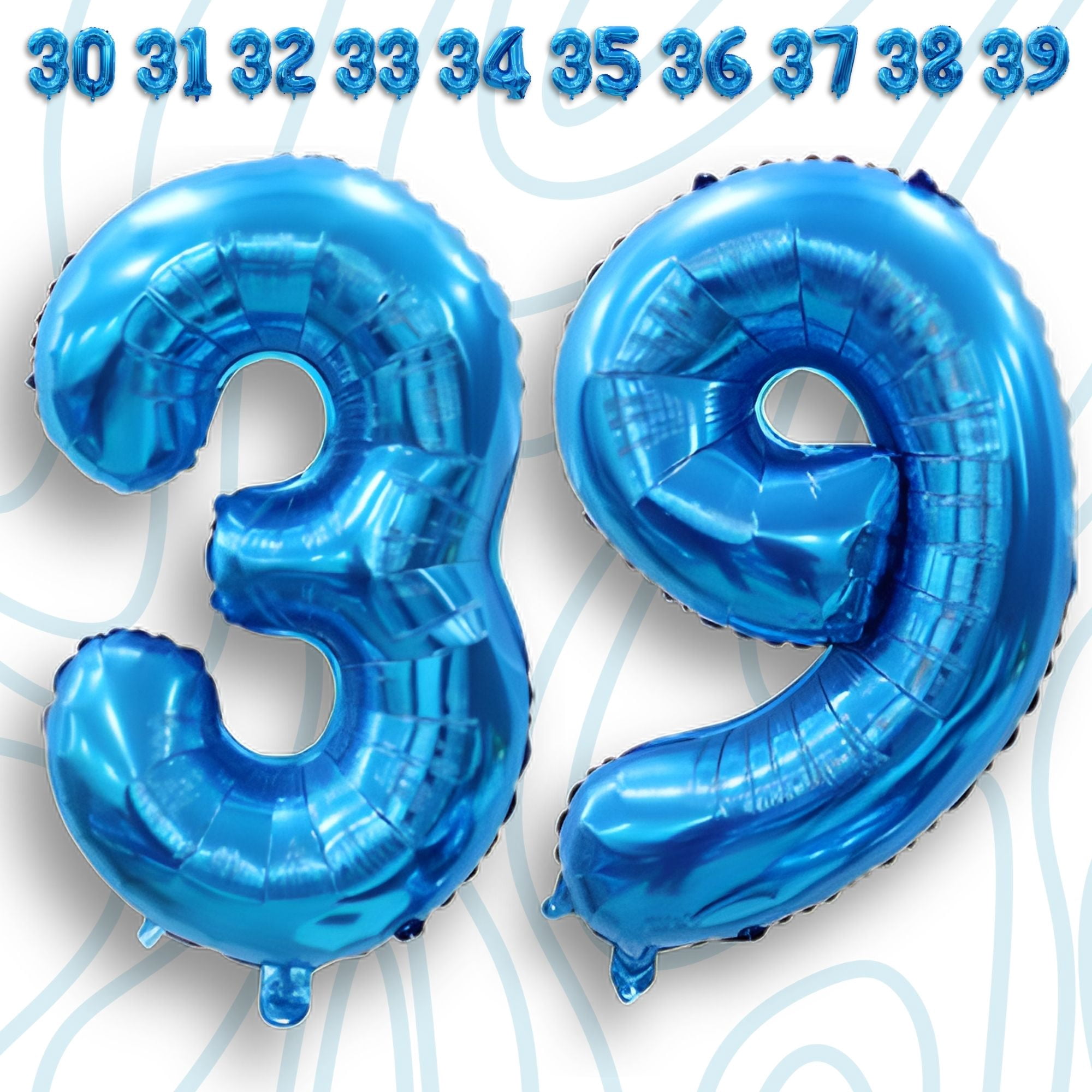 Blue Number 39 Mylar Foil Balloon 40 inch - Helium or Air Filled ...