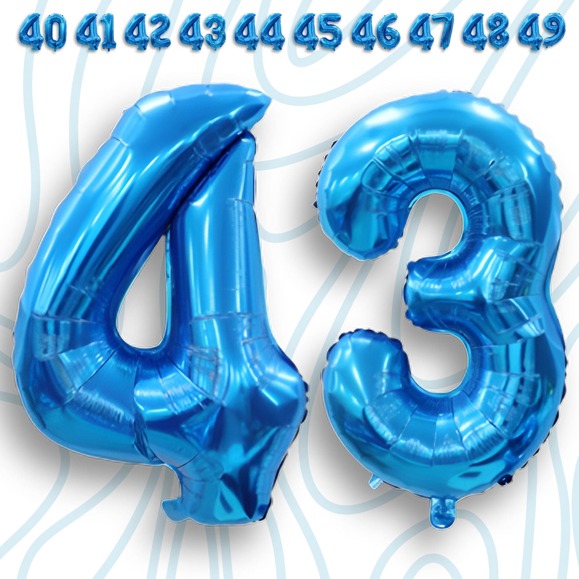 Blue Number 43 Mylar Foil Balloon 40 inch - Helium or Air Filled ...