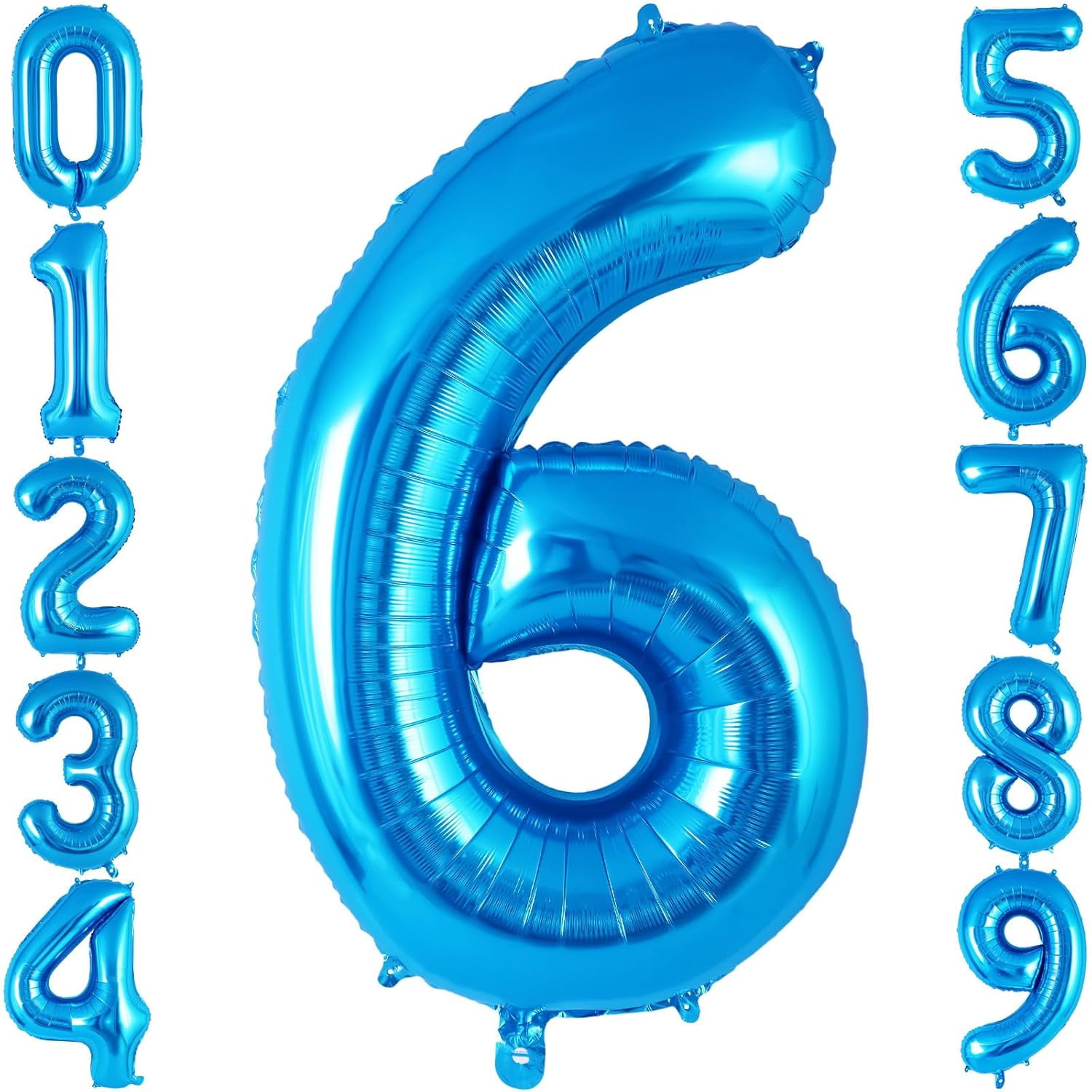 Blue Number 6 Balloon 40 Inch, Big Large Foil Helium Number Balloons ...